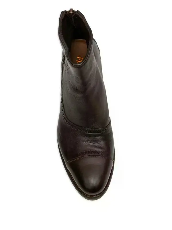 PAUL SILENCE Leather Cap-toe Boots With Zip Detail