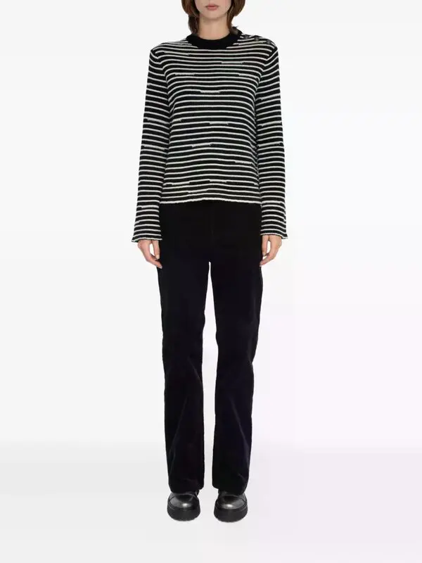 Zadig&Voltaire Spiky Striped Button-detailed Wool-cashmere Blend Sweater - Black