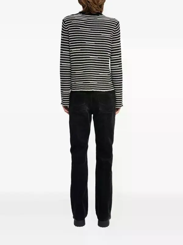 Zadig&Voltaire Spiky Striped Button-detailed Wool-cashmere Blend Sweater - Black