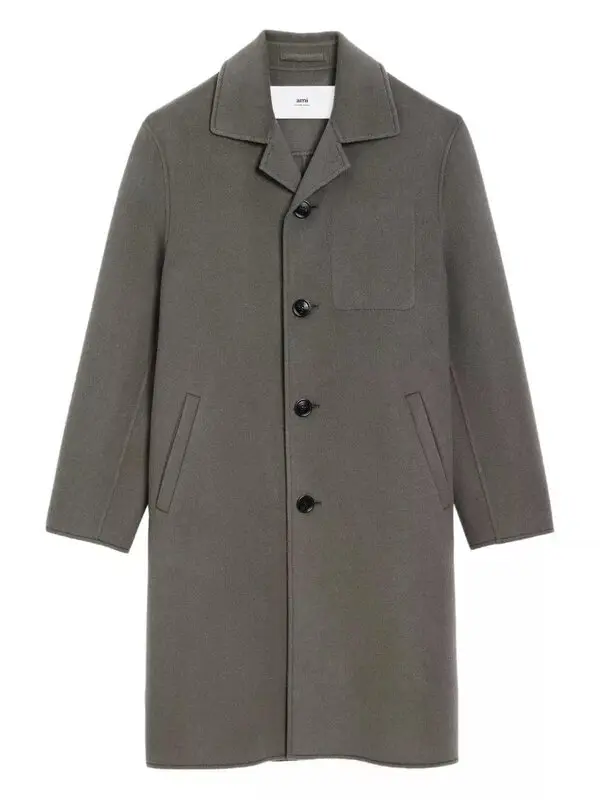 AMI Paris Heart-embroidered Wool Coat