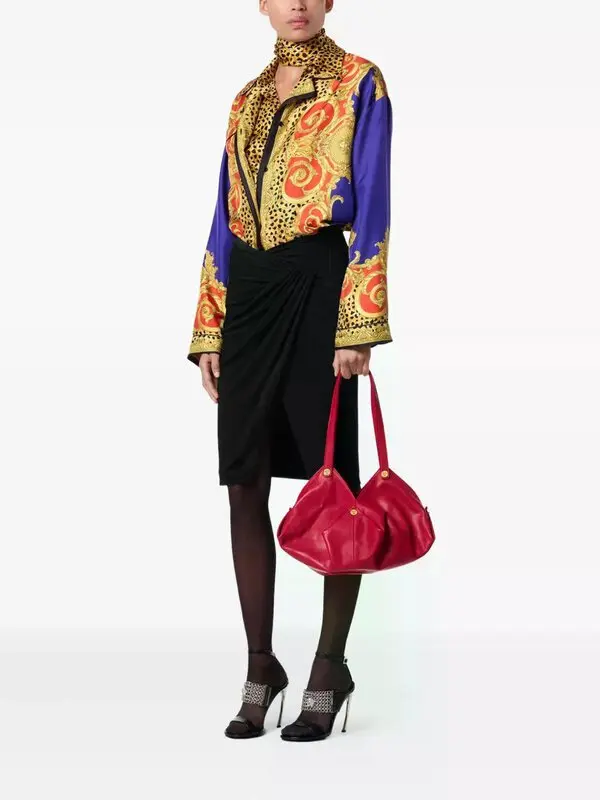 Versace Protea Leather Shoulder Bag - Red