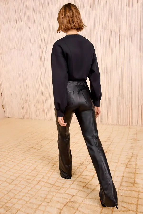 Ulla Johnson Kadin Leather Mid-rise Pants