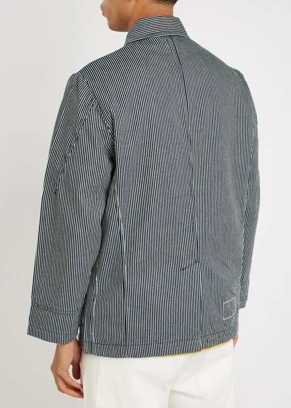 Universal Works Hickory Striped Cotton Overshirt - Grey