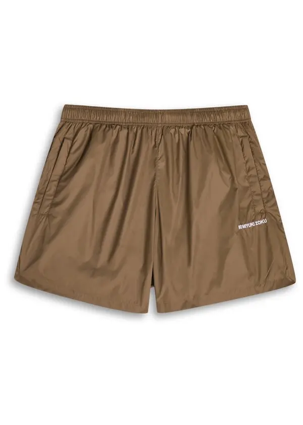 MKI MIYUKI ZOKU Logo-embroidered Shell Swim Shorts - Brown