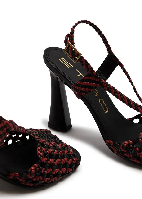 Etro Woven Faux Leather Sandals - Burgundy