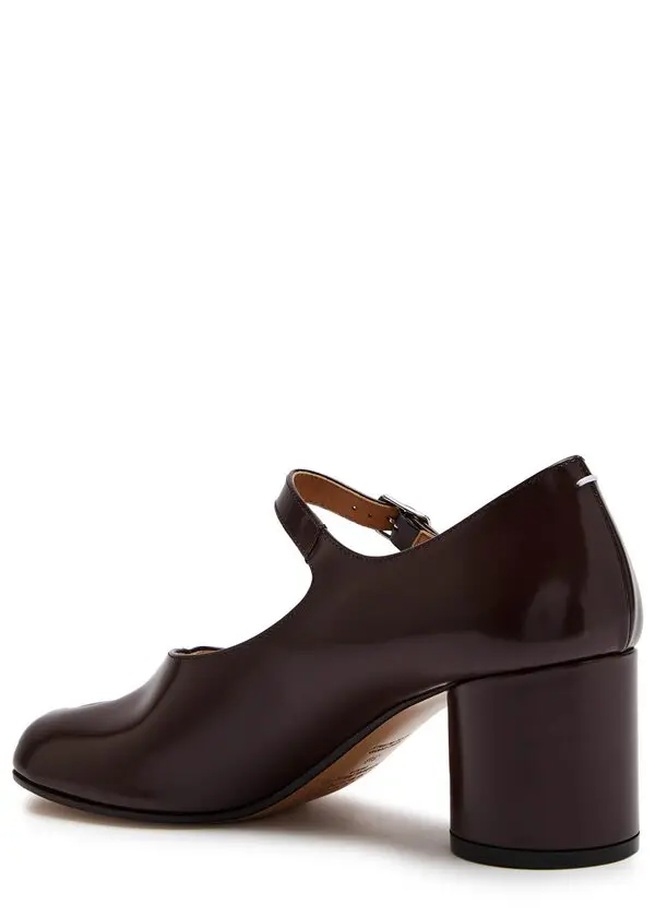MAISON MARGIELA Tabi Mary Jane 60 Glossed Leather Pumps - Brown