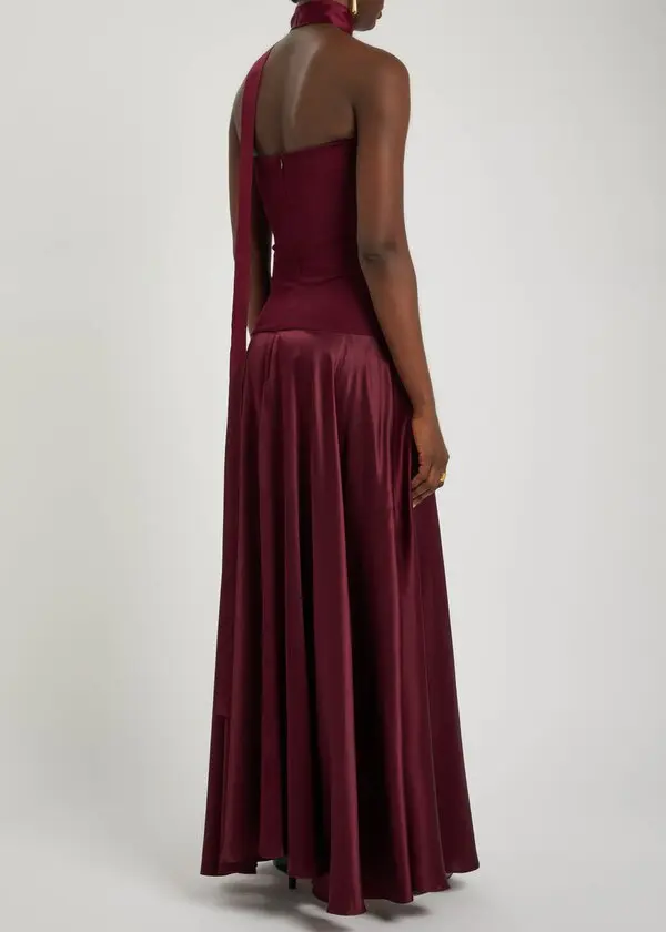 Esse Studios Illi Scarf-Effect Maxi Dress - Burgundy - 70% Off |  Editorialist