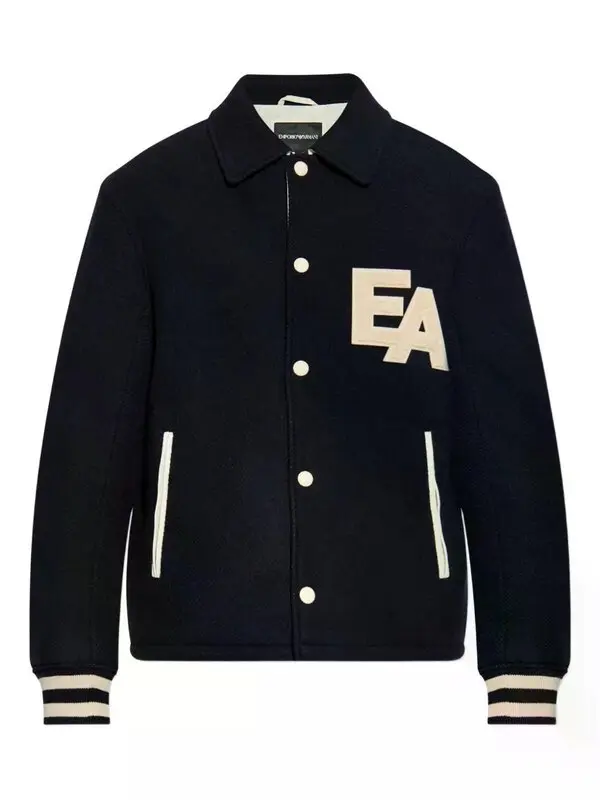 Emporio Armani Varsity Logo Bomber Jacket - Blue