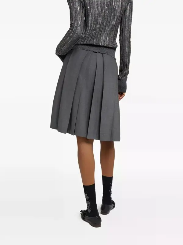 Ermanno Scervino Pleated A-line Wool Skirt - Black