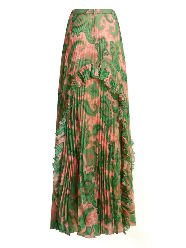 Etro Pleated Ruffled Maxi Skirt