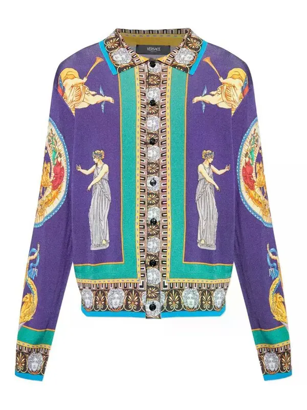 Versace Hall Of Statues Silk Cardigan - Purple