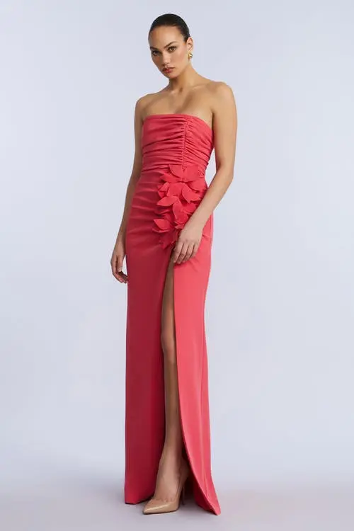 Bcbgmaxazria Strapless Flower Detail Gown