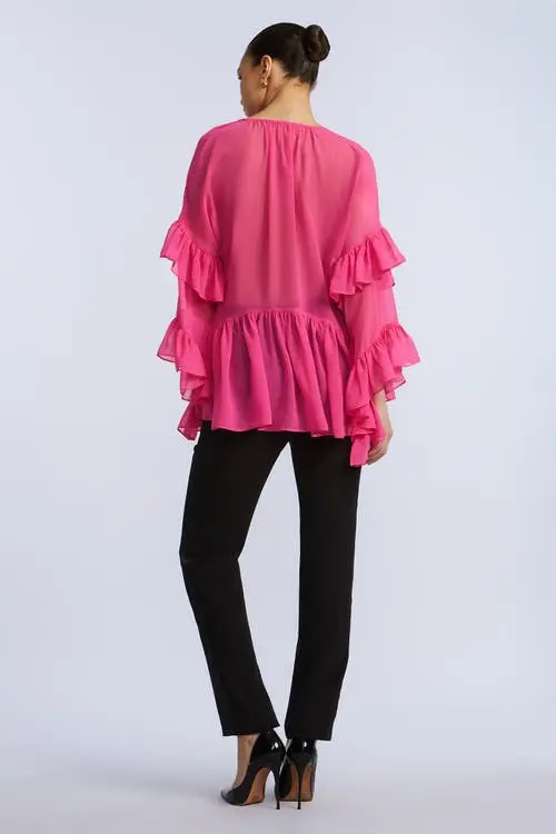 Bcbgmaxazria Ruffle Chiffon Blouse