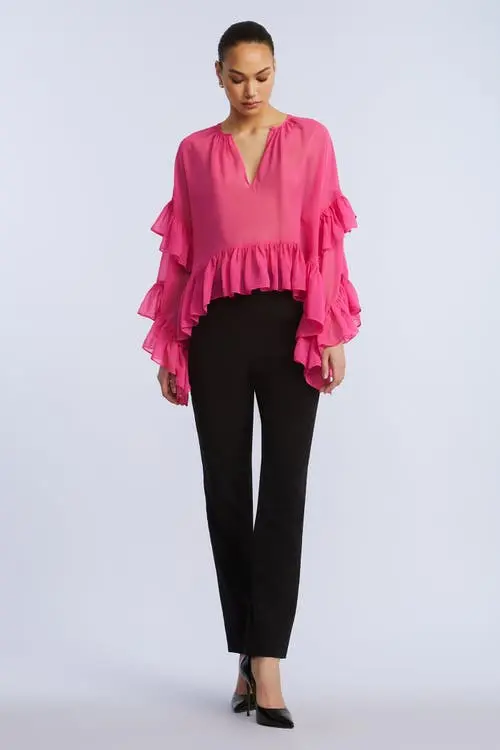 Bcbgmaxazria Ruffle Chiffon Blouse