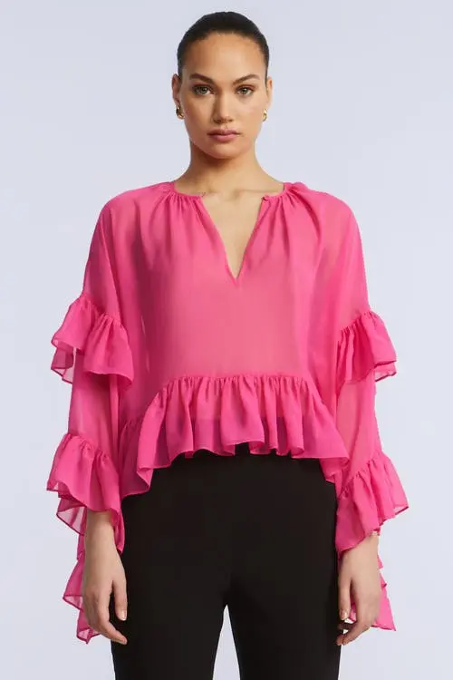 Bcbgmaxazria Ruffle Chiffon Blouse