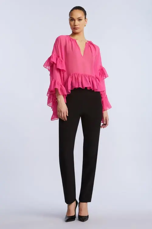 Bcbgmaxazria Ruffle Chiffon Blouse