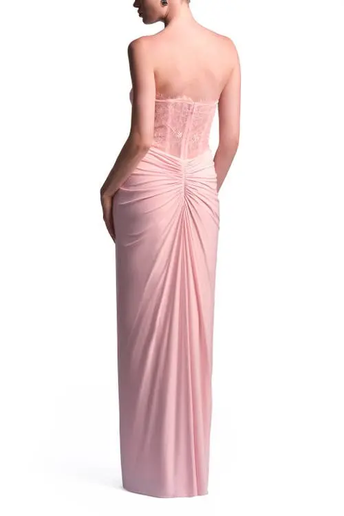 Bcbgmaxazria Strapless Lace Corset Gown - Pink