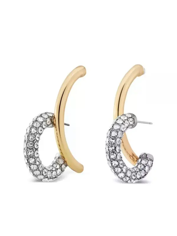 Demarson Marisa Pave Crystal Curved Earrings - Gold