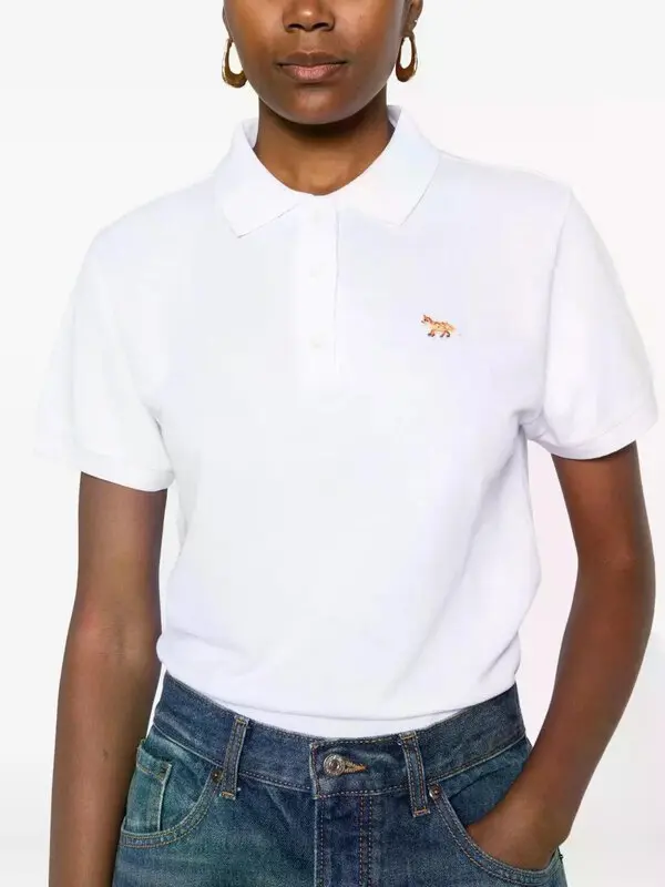 Maison Kitsuné Fox-embroidered Polo Shirt - White