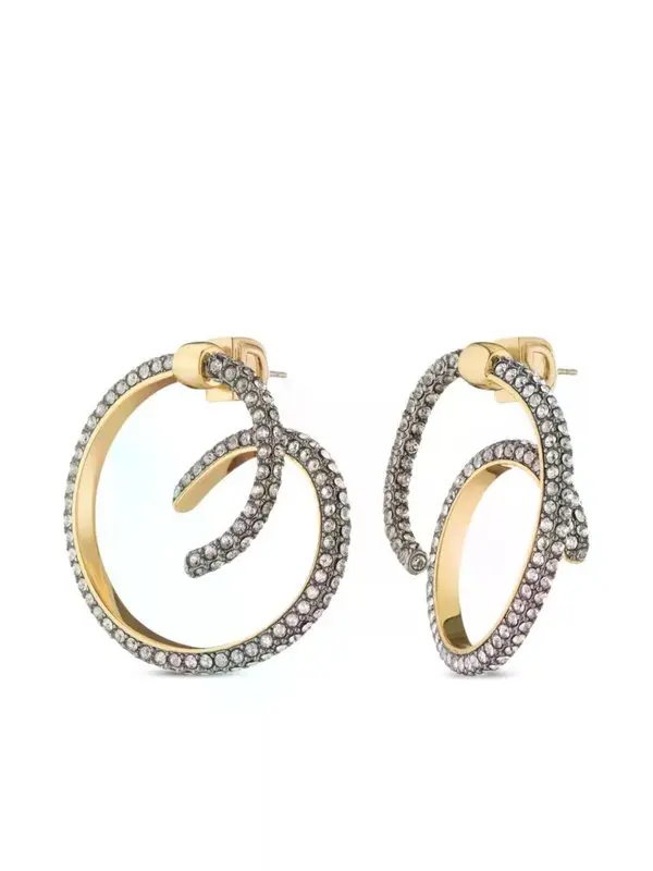 Demarson Maia Crystal-embellished Hoop Earrings - Gold