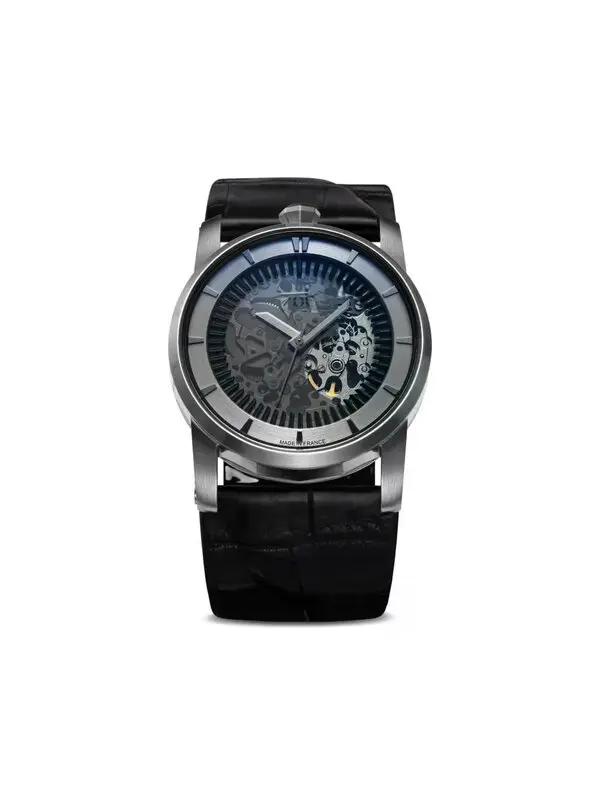 FOB PARIS Automatic Watch With Leather Strap - Black