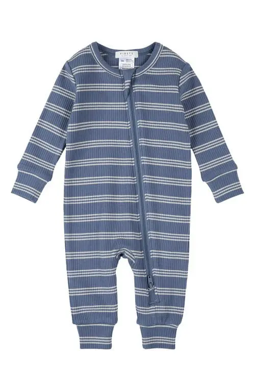 PETIT LEM Stripe Rib One-piece Pajamas - Blue
