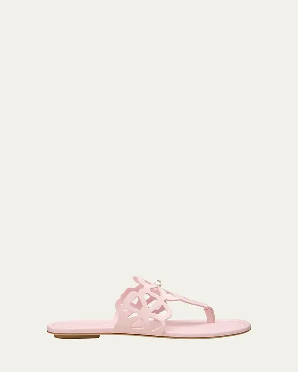 STUART WEITZMAN Jasmine Patent Cutout Thong Sandals - Ltpink