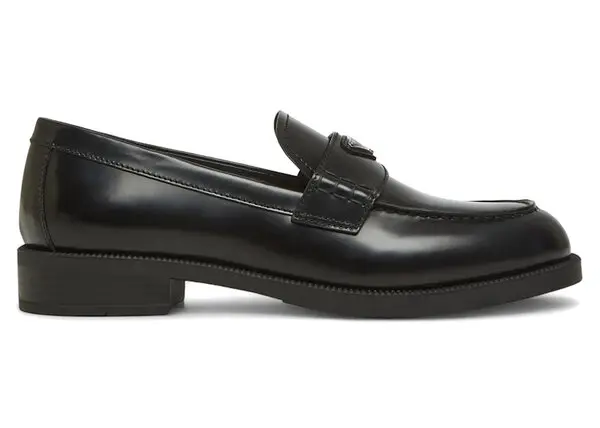 Prada Brushed Leather Loafers With Triangle Logo