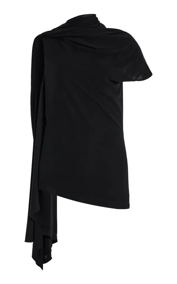 THE ROW Isandra Draped Jersey Top - Black