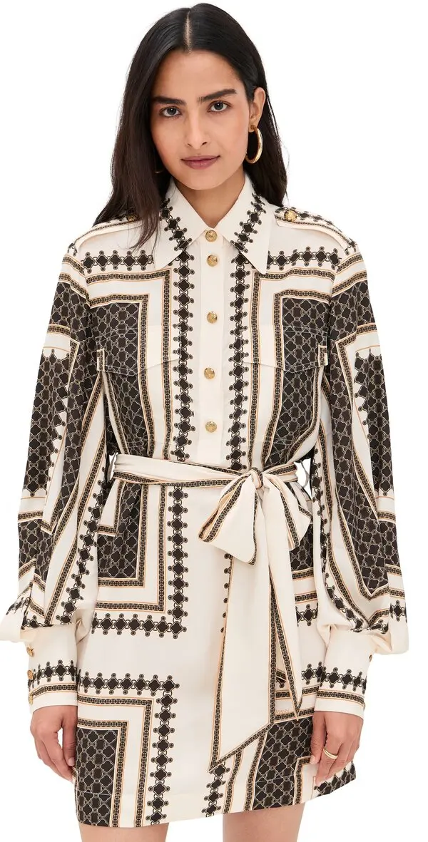 Zimmermann Scarf Mini Dress - Black Geo Print