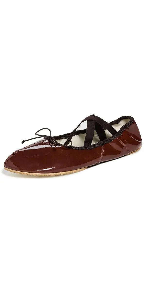 Tory Burch Peep Toe Mary Jane Ballet Flats - Russet Brown