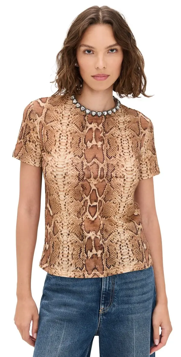 Zimmermann Embellished Snakeskin Tee