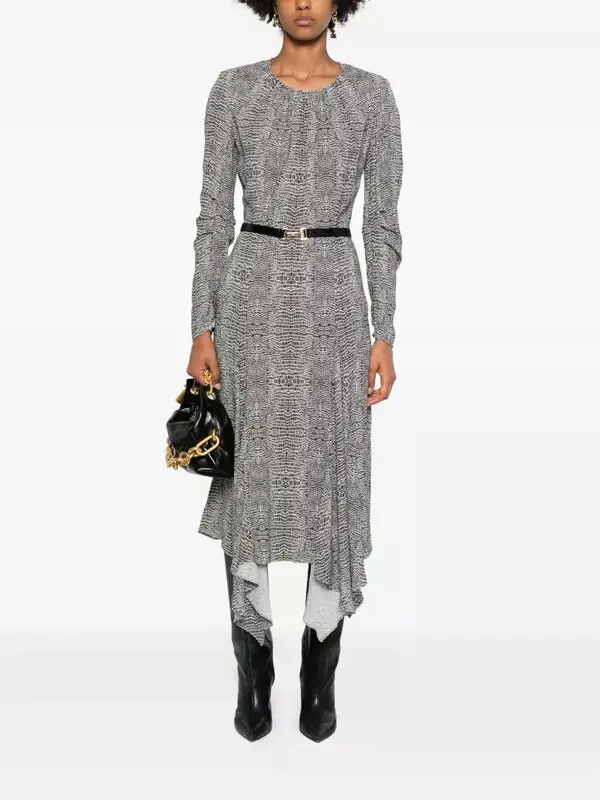 Elisabetta Franchi Python-print Belted Dress