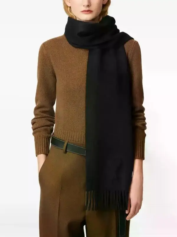 Ami De Coeur Embossed Wool Scarf - Black