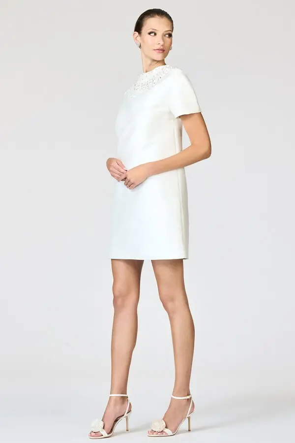 Sachin & Babi Shift Mini Dress With Embellished Jewel Neckline