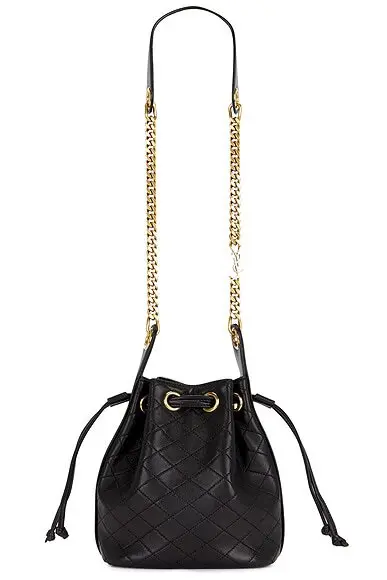 Saint Laurent Small Cassandre Quilted Bucket Bag - Nero