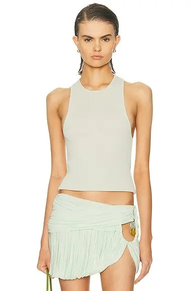 ST. AGNI Sculpted Knit Tank Top - Silver