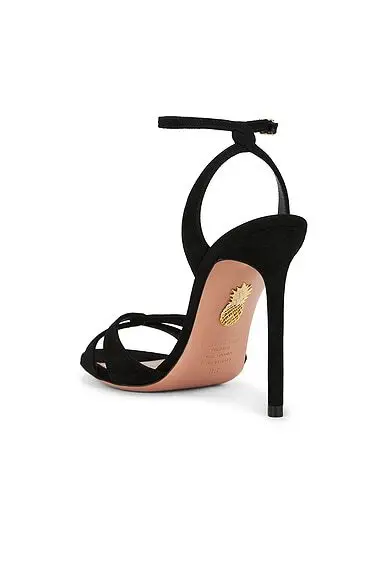 AQUAZZURA Suede Ankle Strap Stiletto Sandals - Black