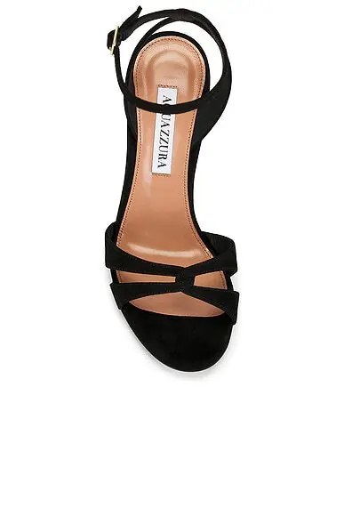 AQUAZZURA Suede Ankle Strap Stiletto Sandals - Black
