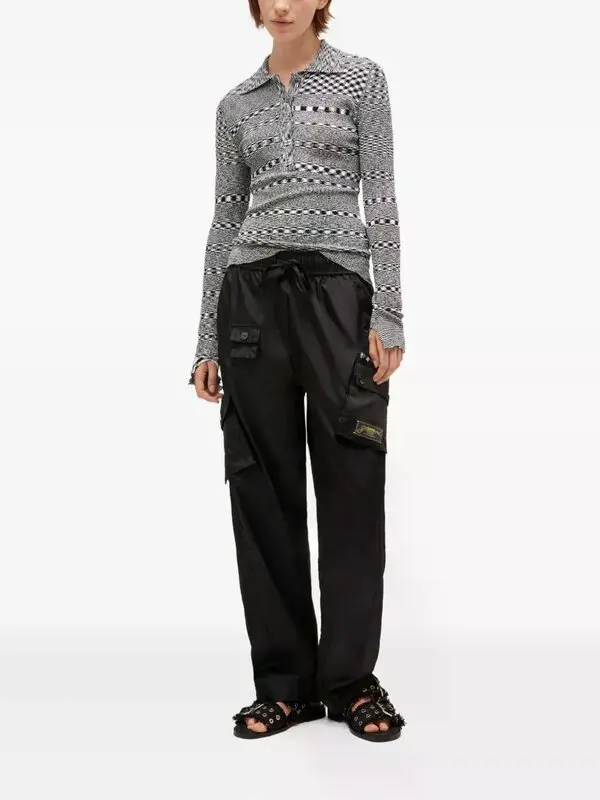 GANNI Space-dye Check Polo Neck Top
