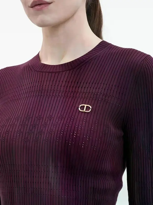 TWINSET Ribbed Knit Jumper With Logo Plaque