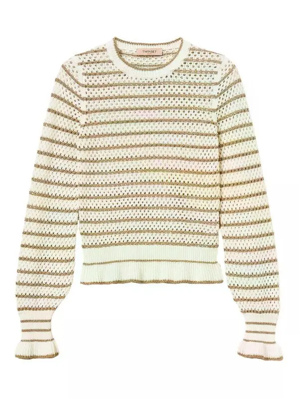 TWINSET Lurex-striped Fishnet Jumper
