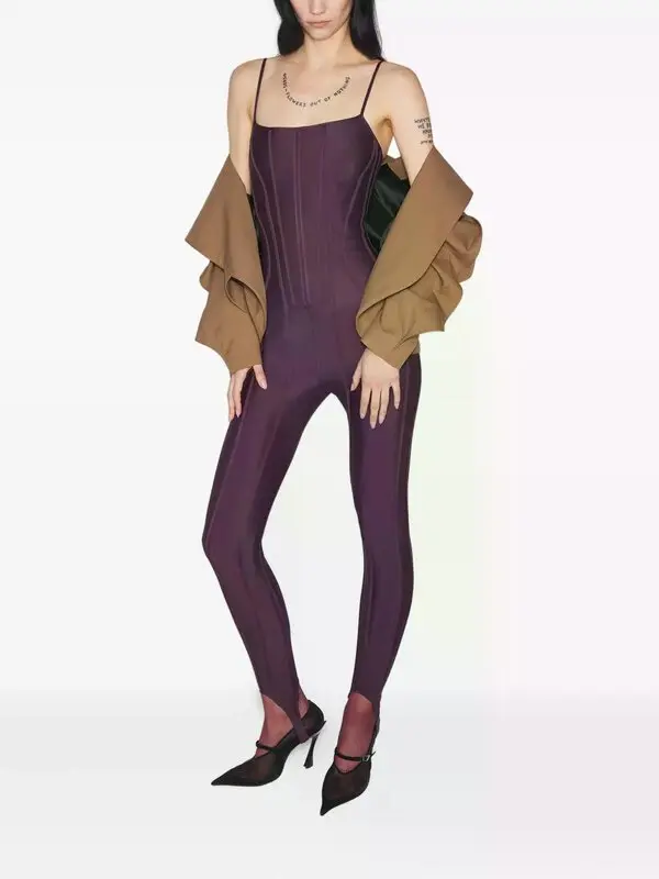 MUGLER Corset-detail Jumpsuit - Purple