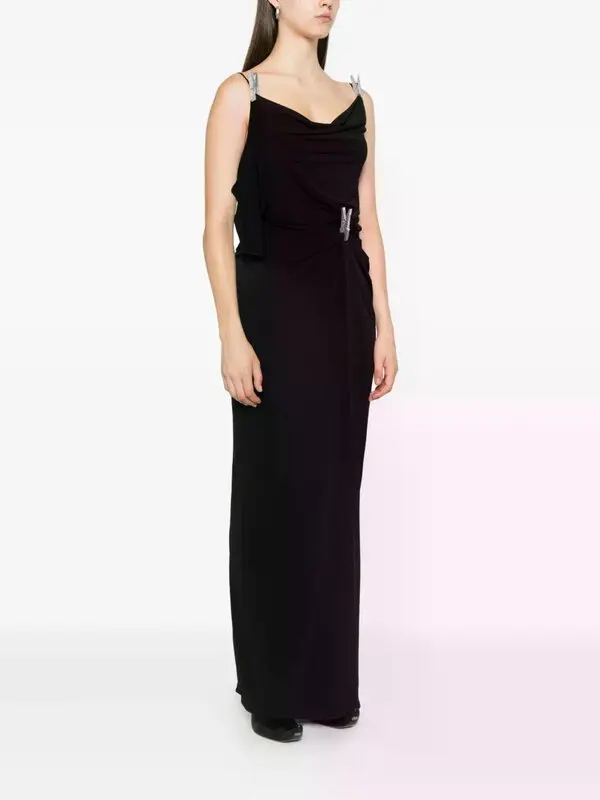 Coperni Draped Evening Dress With Washing Clip Embellishments - Black