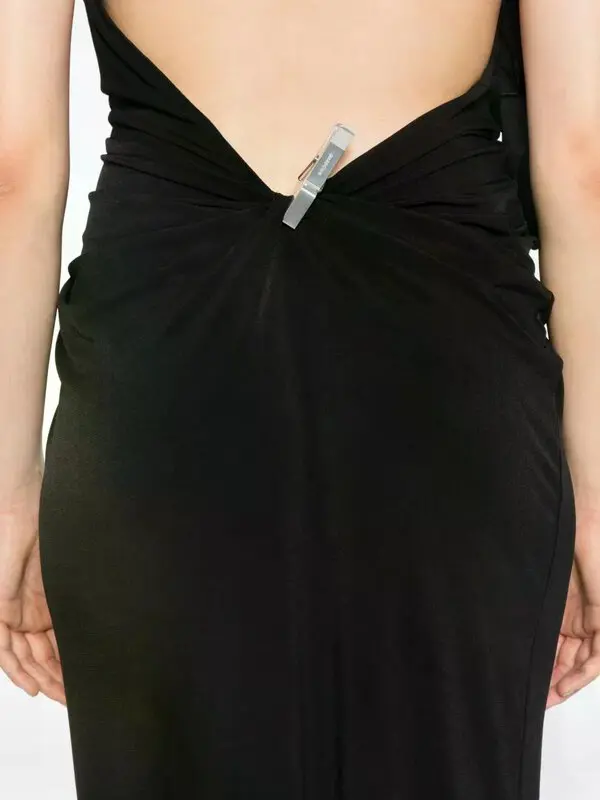 Coperni Draped Evening Dress With Washing Clip Embellishments - Black