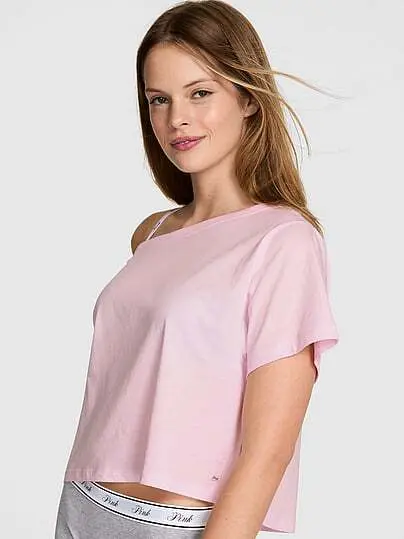 Pink Slouchy Cropped Sleepshirt - Pink