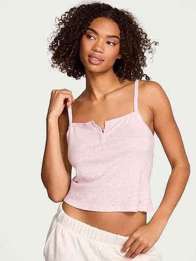 Pink Pointelle Henley Cami - Pink