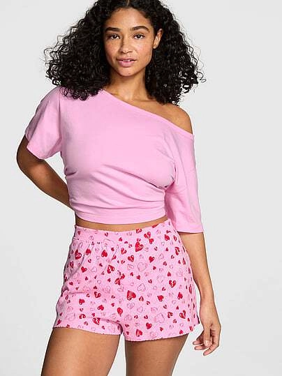 Pink Cotton Boxer Shorts - Print
