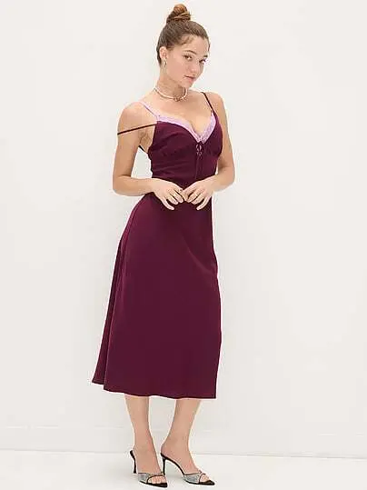 Pink Fall In Love Midi Dress - Purple