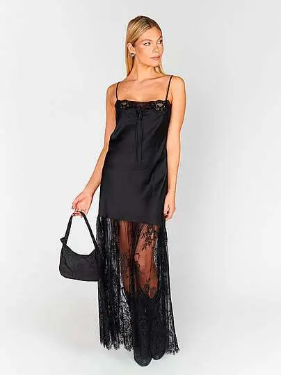 Victoria'S Secret Lace Trim Mini Slip Dress - Black | Editorialist